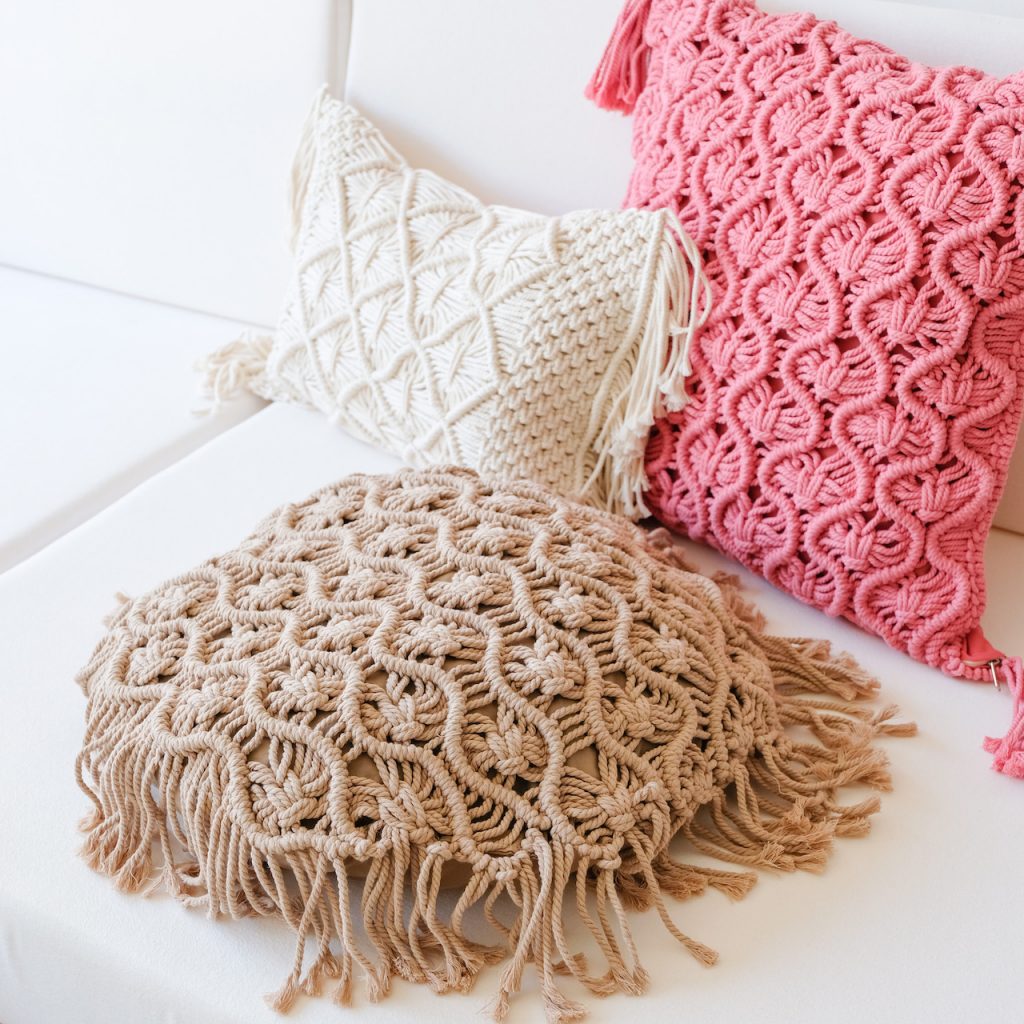 Polštář Macramé Brown 50 cm - boho design ruční výroba z Bali